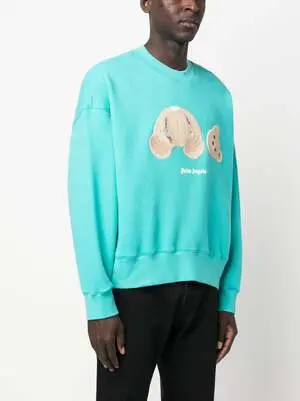 Palm Angels Bear Motif Crewneck Sweatshirt - Blue