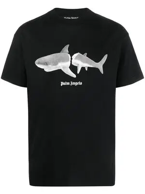 Palm Angels Shark Organic-cotton T-shirt - Black