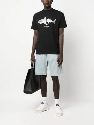 Palm Angels Shark Organic-cotton T-shirt - Black
