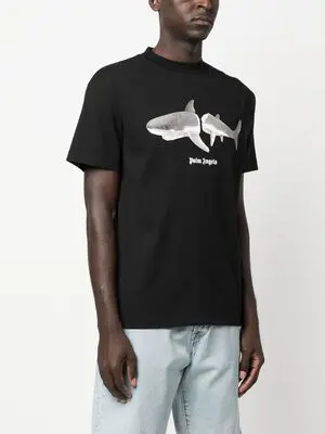 Palm Angels Shark Organic-cotton T-shirt - Black