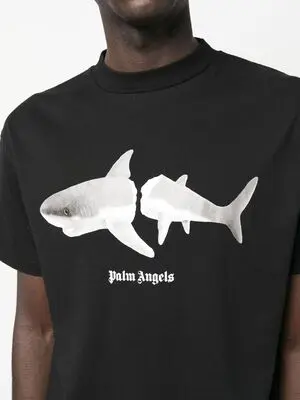 Palm Angels Shark Organic-cotton T-shirt - Black