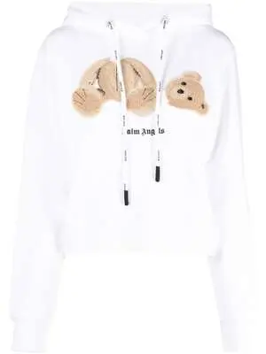 Palm Angels Bear Motif Hoodie - White