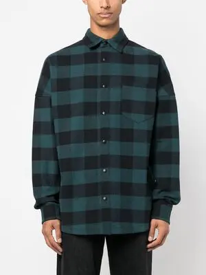 Palm Angels Logo-print Checked Shirt - Green