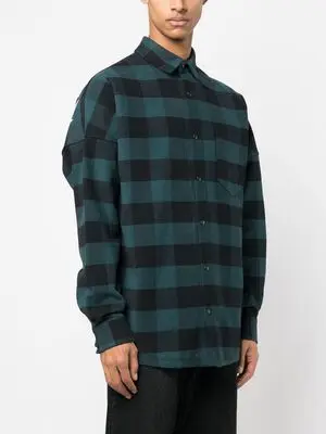 Palm Angels Logo-print Checked Shirt - Green