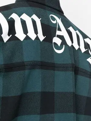 Palm Angels Logo-print Checked Shirt - Green