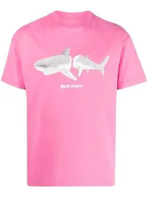 Palm Angels Shark-print Organic Cotton T-shirt