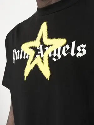Palm Angels Star Sprayed Logo-print T-shirt