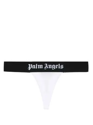 Palm Angels Logo-tape Stretch-cotton Thong - White