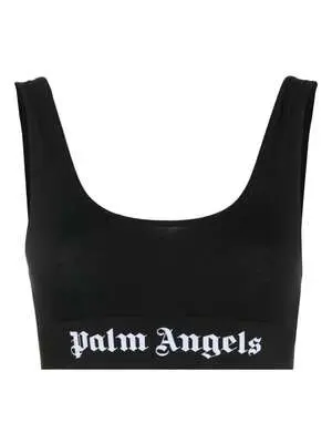 Palm Angels Logo-tape Triangle Bra - Black