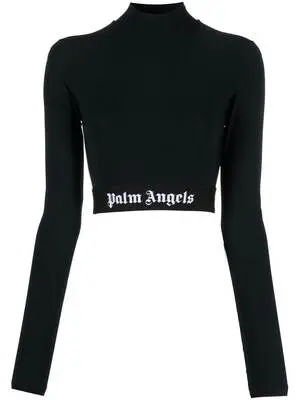 Palm Angels Logo-underband Crop Top - Black