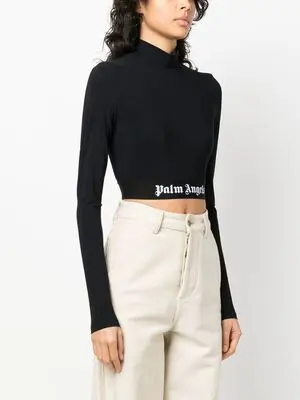 Palm Angels Logo-underband Crop Top - Black