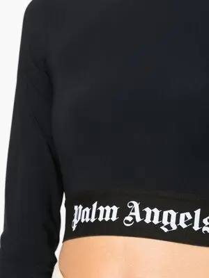 Palm Angels Logo-underband Crop Top - Black