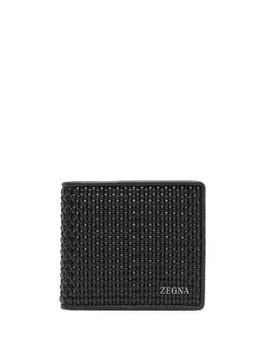 Zegna Logo-detail Woven Leather Wallet