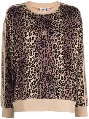 Adidas Leopard-print Crew Neck Jumper