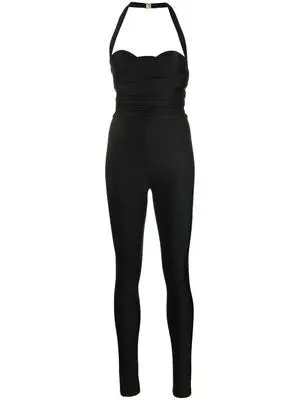 Saint Laurent Ruched Halterneck Jumpsuit - Black