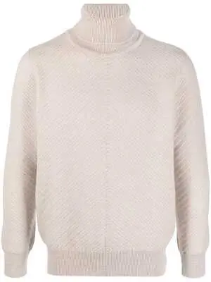 LARDINI Ribbed Roll-neck Jumper - Neutrals