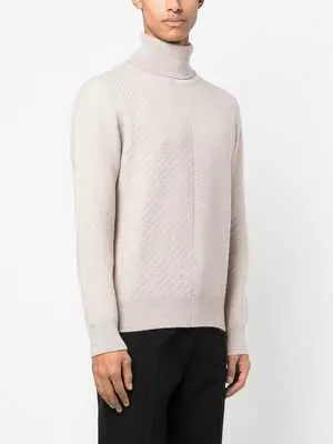 LARDINI Ribbed Roll-neck Jumper - Neutrals