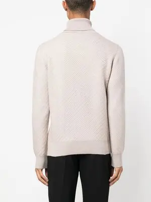 LARDINI Ribbed Roll-neck Jumper - Neutrals