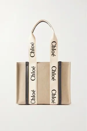 Chloé Chloé Woody Medium Linen Tote Blue