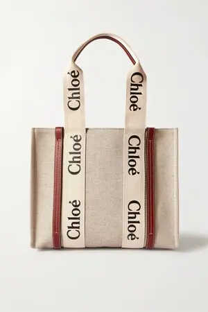 Chloé Woody Medium Linen Tote - Brown