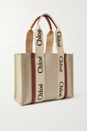Chloé Woody Medium Linen Tote - Brown