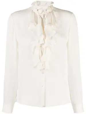 NILI LOTAN Ruffle-trimmed Shirt - White