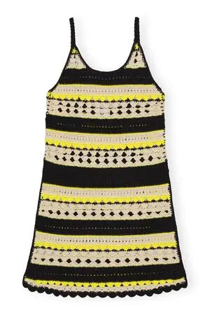 GANNI Crochet Slip Dress - Yellow