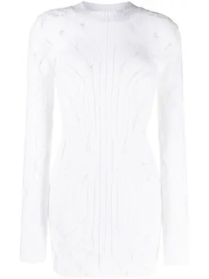 VITELLI Open-knit Long-line Jumper - White