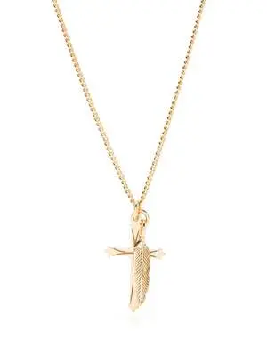 Emanuele Bicocchi Feather And Cross Pendant Necklace