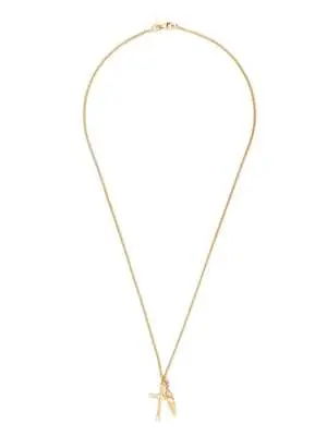 Emanuele Bicocchi Feather And Cross Pendant Necklace