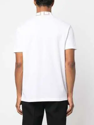 Versace Embroidered Cotton Polo Shirt - White
