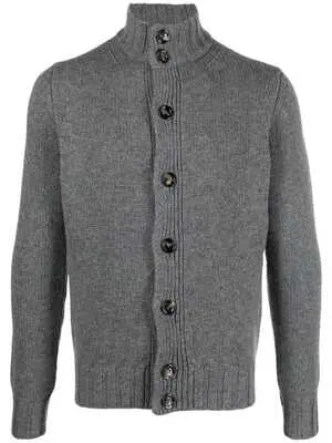 DELL'OGLIO High-neck Ribbed Cardigan