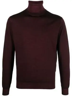 DELL'OGLIO Roll-neck Merino Wool Jumper - Red