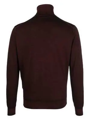DELL'OGLIO Roll-neck Merino Wool Jumper - Red