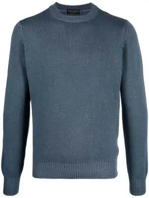 DELL'OGLIO Crew-neck Ribbed Jumper - Blue
