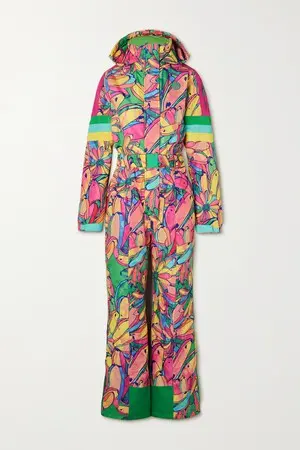 Farm Rio Hooded Belted Printed Shell Ski Suit