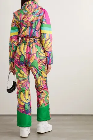 Farm Rio Hooded Belted Printed Shell Ski Suit