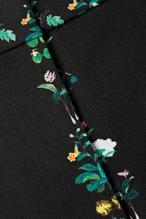 Adam Lippes Floral-print Twill Pants - Black