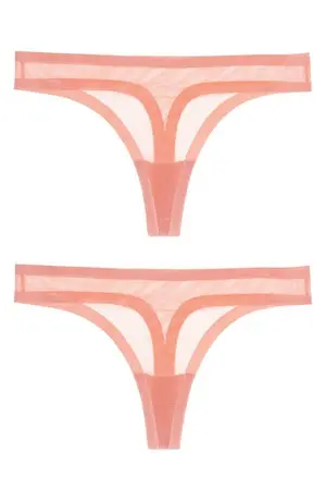 EBY 2-pack Sheer Thongs - Coral Pink