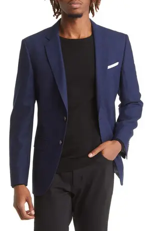 BOSS Hutson Slim Fit Wool Sport Coat - Navy