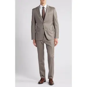 BOSS Huge Solid Wool Suit Light Beige