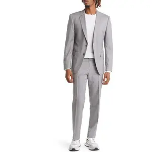BOSS Huge Solid Wool Suit Med Grey