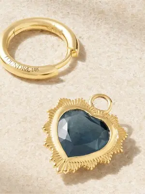 FOUNDRAE Gemstone Heart 18-karat Gold Topaz Single Hoop Earring
