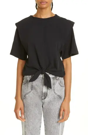 Isabel Marant Zelikia Modern Tie Front Cotton Jersey Top