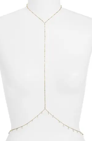 VIDAKUSH Dainty Drop Charm Body Chain - Gold