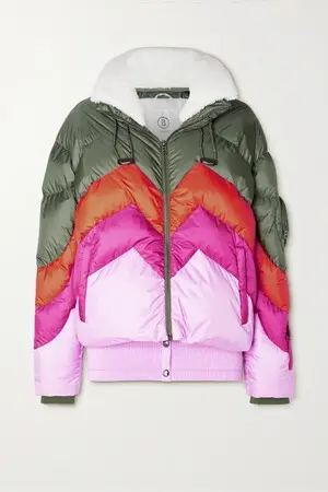 Bogner Vanja-d Fleece-trimmed Color-block Ripstop Down Ski Jacket