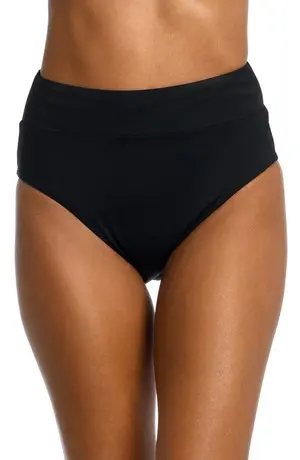La Blanca Island Goddess High Waist Bikini Bottoms - Black