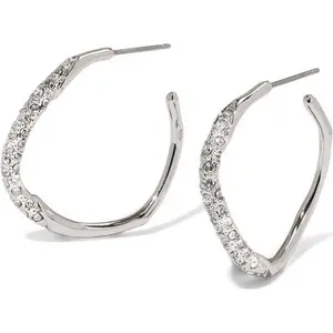 Alexis Bittar Solanales Crystal Pavé Hoop Earrings - Silver