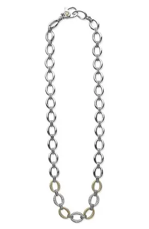 LAGOS LAGOS Caviar Lux Pavé Diamond Link Necklace