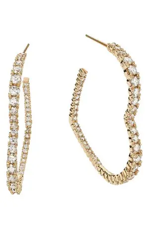 LANA JEWELRY Graduated Diamond Heart Hoop Earrings